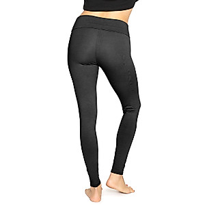 STRETCH IS COMFORT Women's Cotton Foldover Full Length Leggings Black Medium