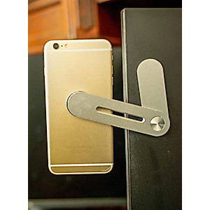 Magnetic Laptop Phone Holder | Side Mount Clip Stand Computer Monitor Expansion Bracket Slim Portable Foldable Smartphone Improve Office Efficiency, Silver