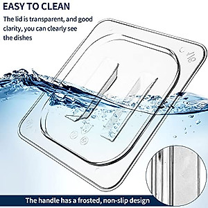 10 Pack 1/6 Size Clear Food Pan Lids Polycarbonate Universal Handled Food Pan Lid plastic Pan Lid with Handle Restaurant Commercial Hotel Food Pan Cover 6.9 x 6.3 Inch for Food Fruits Vegetables