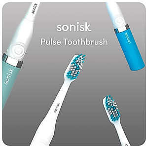 Sonisk Pulse | Battery Powered Electric Toothbrush | Sonic Technology | 1x Battery, 2X Brush Heads, 1x Travel Case Included | 31,000 Strokes Per Minute | Portable Size | Rose Gold