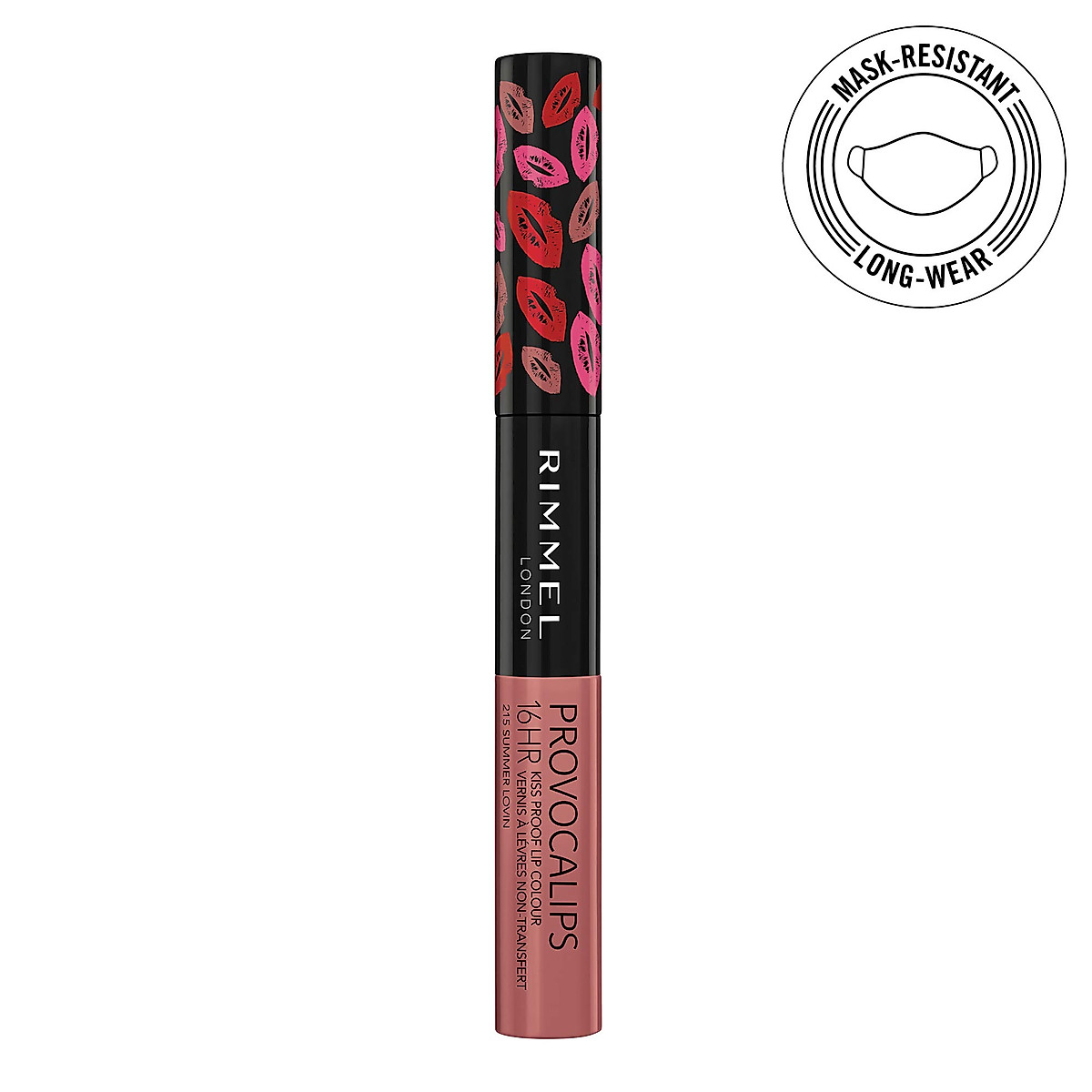 Rimmel London Provocalips 16hr Kiss-Proof Lip Color - Two-Step Liquid Lipstick to Lock in Color and Shine - 215 Summer Lovin, .14 fl.oz.