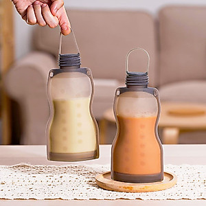 haakaa Silicone Breastmilk Storage Bag 5pk & Blush Silicone Cleaning Brush Set.