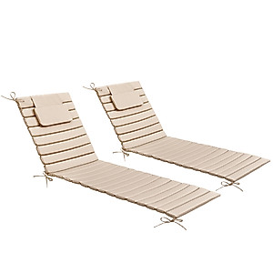 PATIOHIT Chaise Lounge Cushions Outdoor Set of 2, Comfortable Chair Cushion for Patio Furniture Weather Resistant for Lawn, Pool (2, Beige, 80" x 26")