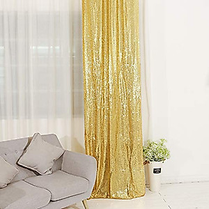 TRLYC Gold Sequin Backdrop Wedding Photography Backdrop 2ftx8ft (2Pack)