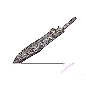 BB-4040 Handmade Damascus Steel 15 Inches Blank Blade Knife Beautiful Pattern on the Blade, Make your own desire of Handle and be proud of your work
