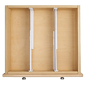 mDesign Expandable Kitchen Drawer Organizer - Adjustable Divider with Foam Ends - Secure Hold, Locks in Place - Separators for Pantry, Cupboard, Cabinet Storage, Ligne Collection, 4 Pack - White