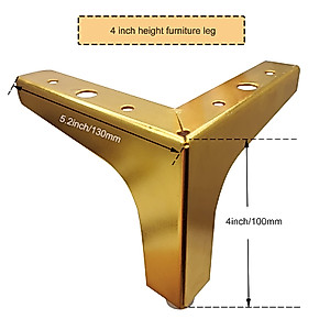 M MIMHOOY 4 Inch Furniture Legs, Set of 4 Metal Furniture Legs Modern Triangle Feet Luxury Gold for Sofa Cabinet Cupboard Couch Chair Ottoman
