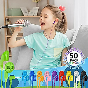ZXQZYM Bulk Earbuds Headphones 50 Packs for Classroom Kids,Wholesale Multi Colored Earphones Earbuds Headphones Bulk Individually Bagged for Students School Library Museums Hospitals Hotels