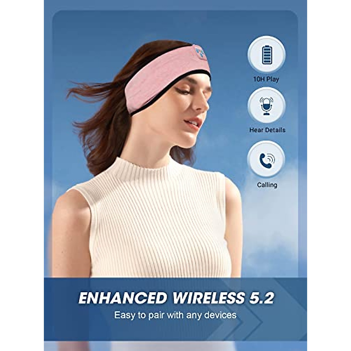 Sleepbeauty Sleep-Headphones-Wireless-Bluetooth-Headband - Comfy Sleeping Eye Mask Headphones Headset, Sport Headband Earbuds Electronics Tech Gadgets Christmas Birthday Gifts for Women Men Running