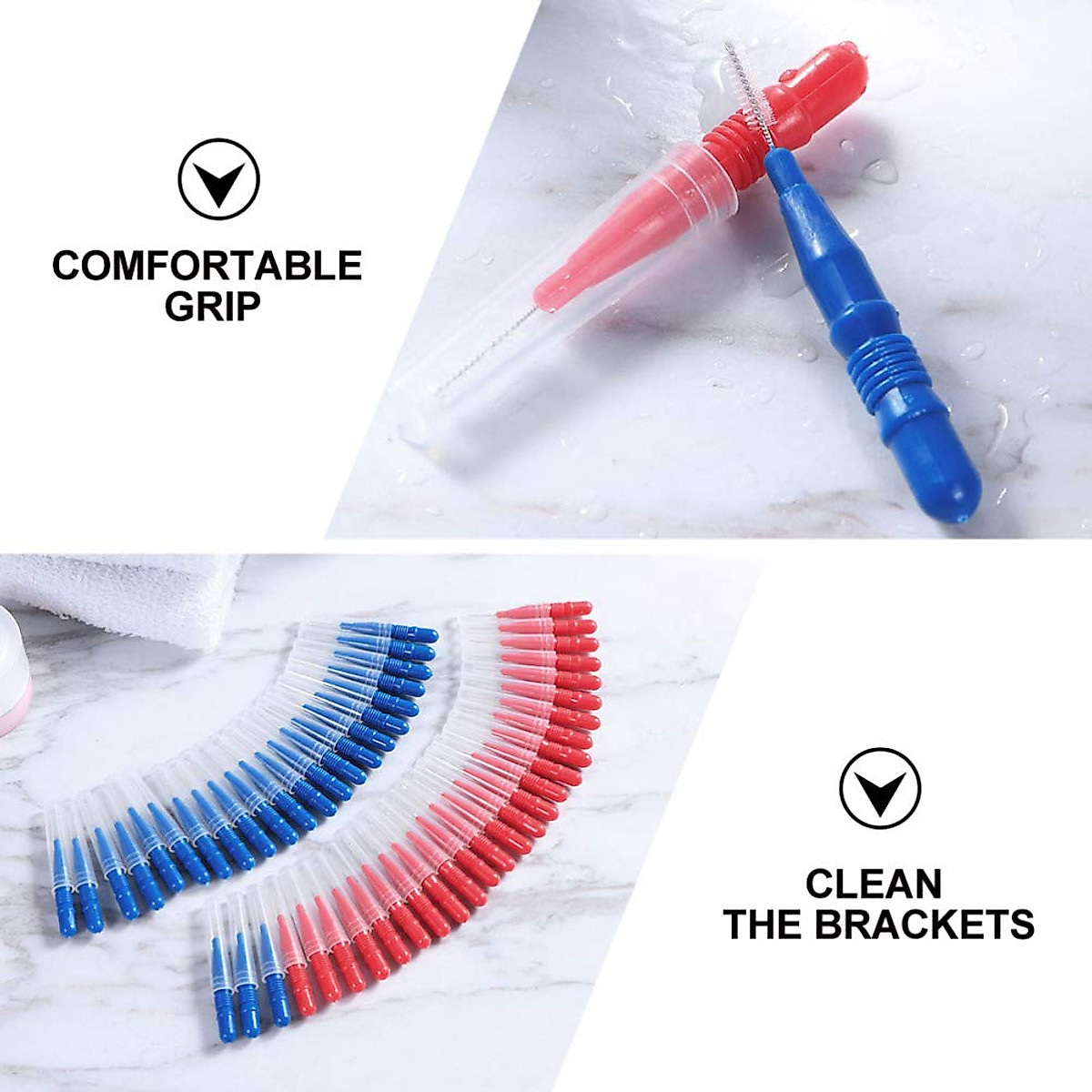 Healifty 50pcs Interdental Brushes Dental Floss Picks Toothbrush 3mm Oral Cleaner Personal Health Care Supplies for Kids Adults Red