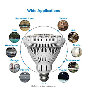 SANSI BR30 LED Light Bulb 300W Equivalent, 5500 Lumens Bright Light Bulb 5000K Daylight 40W Energy Saving LED Bulb with Ceramic Technology, E26 to E39, Non-Dimmable for Garage Workshop Factory
