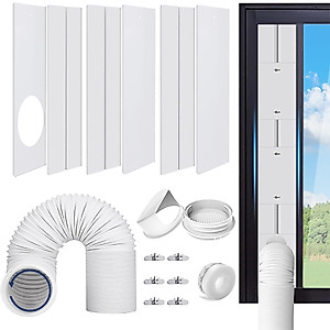 Complete 6-Piece Window Seal Kit for Portable Air Conditioner - Fits Sliding Windows and Doors - Extends up to 87in - Includes 5.9in Exhaust Hose and Rain Cover