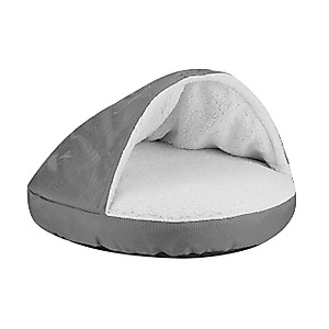 long rich Durable Oxford to Sherpa Pet Cave and Round Pet Bed, 25", with Removable top and Insert, by Happycare Textiles