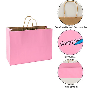 BLEWINDZ 70Pcs Pink Gift Bags Large 16x6x12 Inches Kraft Paper Bags with Handles Bulk – Goodie Bags Shopping Bags for Grocery Merchandise