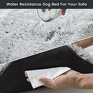 Auemtyn Dog Bed,Calming Dog Beds for Large Dogs,Fluffy Non-Slip 45"x37"x7"Dog Bed Couch Protector with Removable Pet Soft Neck Bolster,Washable Dog Bed Cover with Hidden Zipper（White）