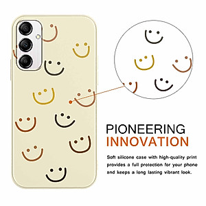 RUMDEY 2 Pack Happy Smile Face for Samsung Galaxy A14 5G 6.8" Phone Case,Aesthetic Cute Funny Design Cases Soft Silicone Slim TPU Shockproof Protective Bumper Cover for Women Men Girls-Kawaii Smiles