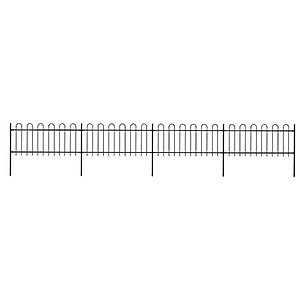 Garden Fence,Decorative Garden Fence, Security Palisade Fence,Practical Barrier Wall,Landscape Boundary Fence,Fencing for Yard,with Hoop Top,Steel 22.3' Black