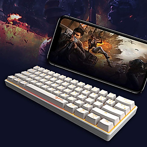 PXN K30 60% Mechanical Keyboard Wireless Mobile Gaming Keyboard Backlit Wired LED Mini Compact Keyboards Compatible with Android PC Laptop (White)