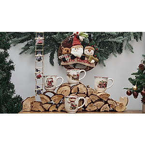 Bico Santa On The Way Ceramic Mugs, Set of 4, for Coffee, Tea, Drinks, Microwave & Dishwasher Safe