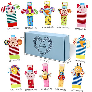 Bloobloomax Baby Soft Toy Foot Finder Socks Wrists Rattles - Ankle Leg Hand Arm Feet Rattle Toy Set- Newborn Present for Infant Toddler Boy Girl 0 3 6 9 12 24 36 Months