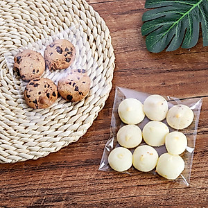 Djpoaug 200 Pcs Clear Cellophane Bags Transparent Plastic Bags Self Sealing Self Adhesive Cookie Bags for Small Candy Treats Packaging Poly Bags - 5x5 Inch