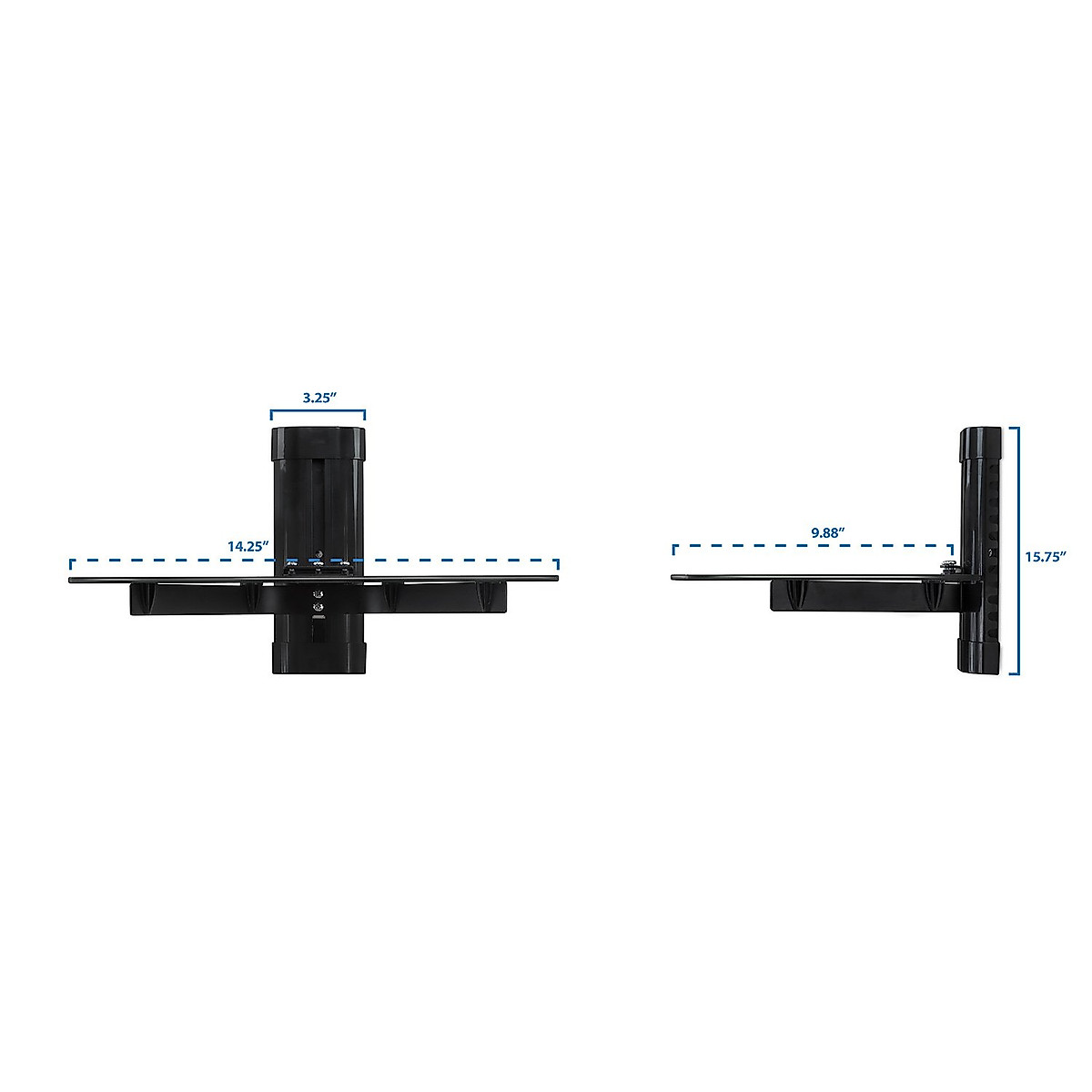 Mount-It! Floating TV Shelf, Wall Mounted Shelf for Receiver, Cable Box, PlayStation, Xbox, DVD Player, Projector and AV Components, 17.6 Lbs Capacity, 1 Shelf, Tinted Tempered Glass Black