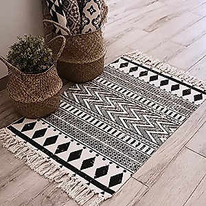 Kingrol 2 Pack Vintage Area Rugs, Cotton Printed Tassels Throw Rugs for Kitchen Living Room Bedroom Bathroom Laundry Room, 2 x 3 Feet, 2 x 4.2 Feet