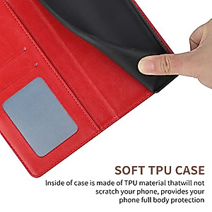 Fansipro Wallet Folio Case for Oppo RENO2 Z, Premium PU Leather Slim Fit Cover for RENO2 Z, 2 Card Slots, 1 Transparent Photo Frame Slot, Anti-Oil, Red [1 Piece]