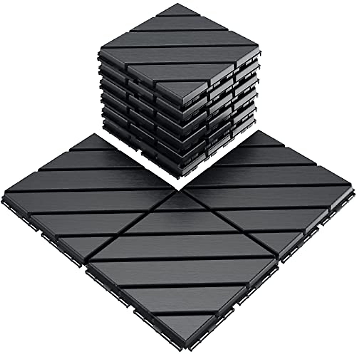 VANCASTLE Plastic Interlocking Deck Tiles, 12"x12"(Pack of 9), Patio Flooring Outdoor Waterproof All Weather Use, Outdoor Flooring for Patio Garden Poolside Front/Back Yard, Dark Grey