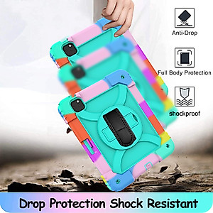 LTROP Case for iPad Air 5th/4th Generation 10.9 Inch(2022/2020),iPad Air 5/4 Case, iPad Pro 11 Case 2021/2020/2018,Pencil Holder/Swivel Stand/Shoulder Hand Strap Case for iPad 10.9 & Pro 11, Aqua Teal