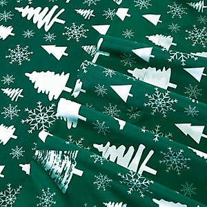 Elegant Comfort Luxury Soft Bed Sheets Holiday Pattern 1500 Premium Hotel Quality Microfiber - Softness Wrinkle and Fade Resistant (4-Piece) Bedding Set, Twin, Hunter Green Christmas Tree