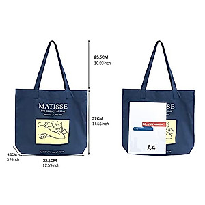 Canvas Tote Bag Aesthetic Large Cute Tote bag Canvas Bags with Pockets Sturdy Book Bag Spacious