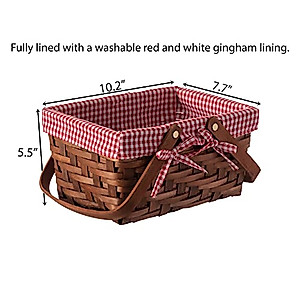 Vintiquewise(TM) Rectangular Basket Lined with Gingham Lining, Small