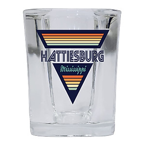 R and R Imports Hattiesburg Mississippi 2 Ounce Square Base Liquor Shot Glass Retro Design