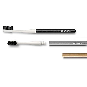 Sustainable Premium Toothbrush with Biodegradable Replacement Heads and Binchotan Charcoal Bristles (Gold)