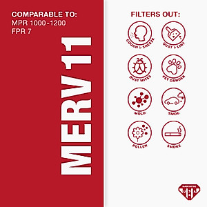 Aerostar 12x12x1 MERV 11 Pleated Air Filter, AC Furnace Air Filter, 6 Pack (Actual Size: 11 3/4"x11 3/4"x3/4")