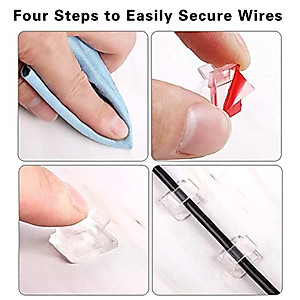 Jossens 0.55" Adhesive Cable Management Clips,50 Pcs Cable Organizers Sticky Wire Clips Cord Holder for TV Ethernet Cable Under Desk Home Office(Clear)