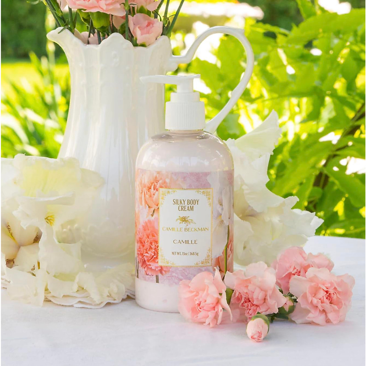 Camille Beckman Camille Scented Silky Body Cream, Daily Moisturizer for All Skin Types, Non-Greasy Vegan Formula to Nourish and Soften Hands and Body, 13 Ounce