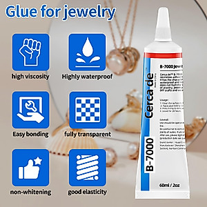 Cerca de b7000 Jewelry Glue，for DIY Crafts, Jewelry, gem,Pearl，Earring，Bracelet，Gold，Silver，Metals,Rhinestone，etc. High-Strength Glue, Waterproof, Clear, with Precision tip, 2 oz.