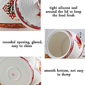 Food Storage Containe Food Rice Storage Containe Sealed Storage Tank,Chinese Jar,Ceramic Rice Cylinder With Lid,Large Capacity Cat And Dog Food Storage Bucket,Chinese Style Design,Holiday Gifts