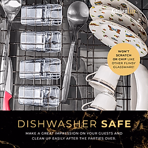 Kitchen Lux Square Drinking Glasses Set of 2 - Square Glass Cups 12 oz - Modern Glassware Set - Trendy Aesthetic Glass Ware for Highball Whiskey Cocktail Beer Water Tea Iced Coffee - Bar Accessories