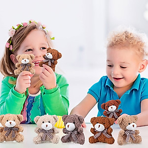 24 Pack Mini Bear Toys Bulk Plush Stuffed Animals Jointed Doll 3.15 Inch Bear Keychain for Teens Girls Adult Birthday Wedding Graduation Gift Decoration Party Favor Backpack DIY Pendant (Stylish)