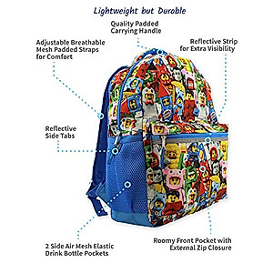 Lego Minifigures Boy's Girl's 16 Inch School Backpack (One Size, Lego Minifigures)