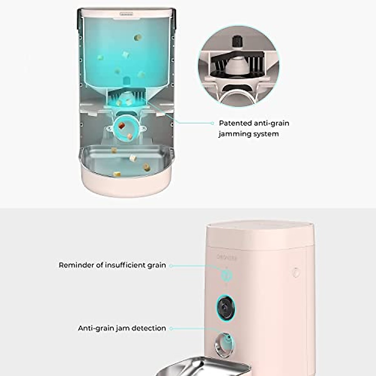 DOGNESS Automatic WiFi Dog/Cat Smart Camera Feeder - 6.5Lbs Large Capacity App Control Food Dispenser with WiFi, Portion Control, Voice Recording, Camera, Timer Programmable (4L Pink)