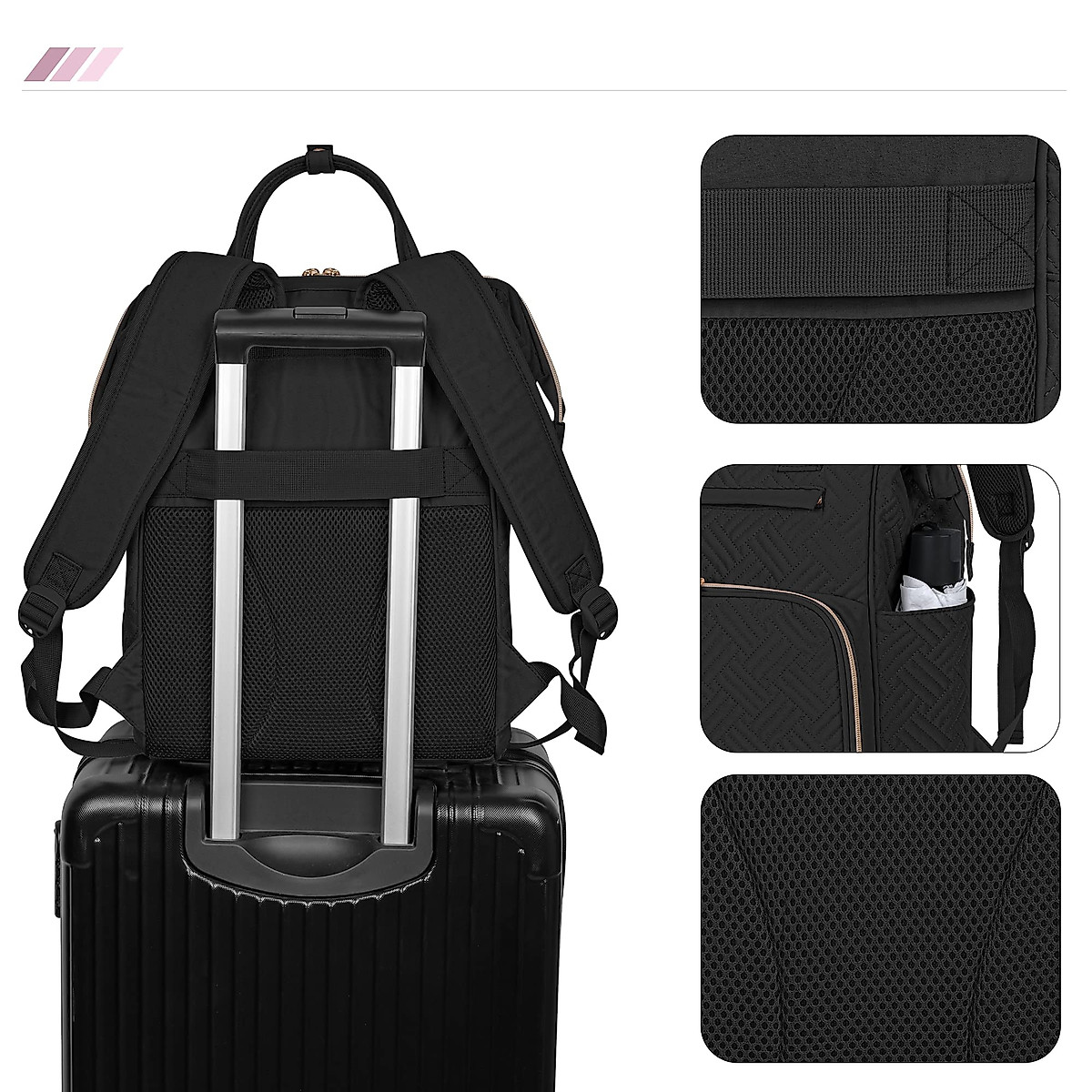 Fasrom Teacher Backpack for Work Women Teacher Supplies, Nurse Bag Backpack with Laptop Compartment for Nursing Student Essentials (Empty Bag Only), Black