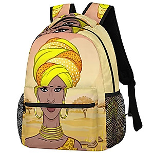 YPPAHHHH School Laptop Backpack African Woman Sun for Girls Kids Boys Ethnic Women Lightweight Bookbag Elementary College Travel Hiking Daypack Backpacks for Women Men