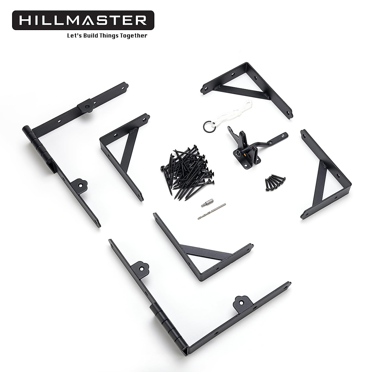 HILLMASTER Anti Sag Gate Frame Kit Gate Corner Brace Bracket Heavy Duty Adjustable Gate Hardware with Gate Latch for Wooden Fences,Driveway Gates,Shed Doors,Corral Gates,Wood Windows