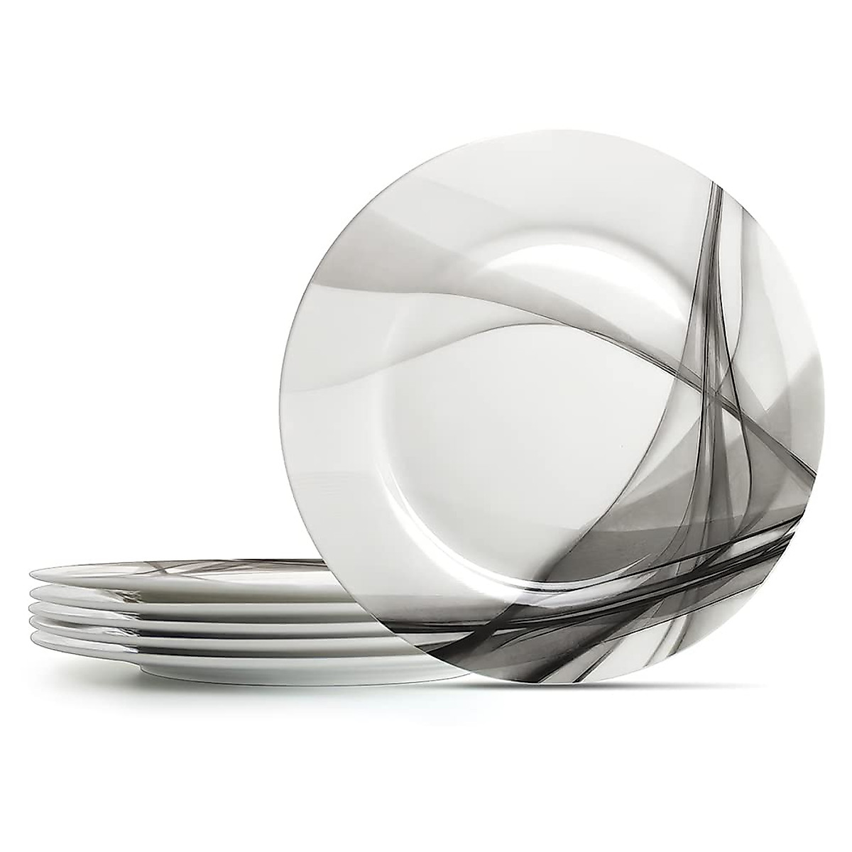 IQCWOOD Ceramic Dinner Plates Set of 6, 10.5 inch Dish Set Microwave, Oven and Dishwasher Safe, Scratch Resistant, Kitchen Porcelain Serving Dishes, White Dinner Plates Restaurant Dishes