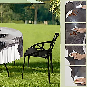 Lirduipu Animal Pattern Round Outdoor Tablecloth,Stain-Resistant Non-Slip Outdoor Round Tablecloth with Umbrella Hole and Zipper,for Patio Garden Tabletop Decor(52" Round,White Beige Black)