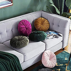 TRRAPLE Round Throw Pillows, Pumpkin Velvet Cushion Pleated Round Pillow Home Decorative for Sofa Bed Living Room Office Chair Couch
